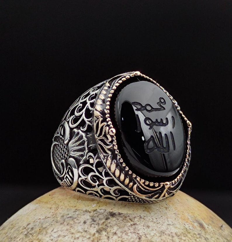 Seal of Prophet Muhammad Ring, 925 Sterling Silver, Handmade Turkish ...