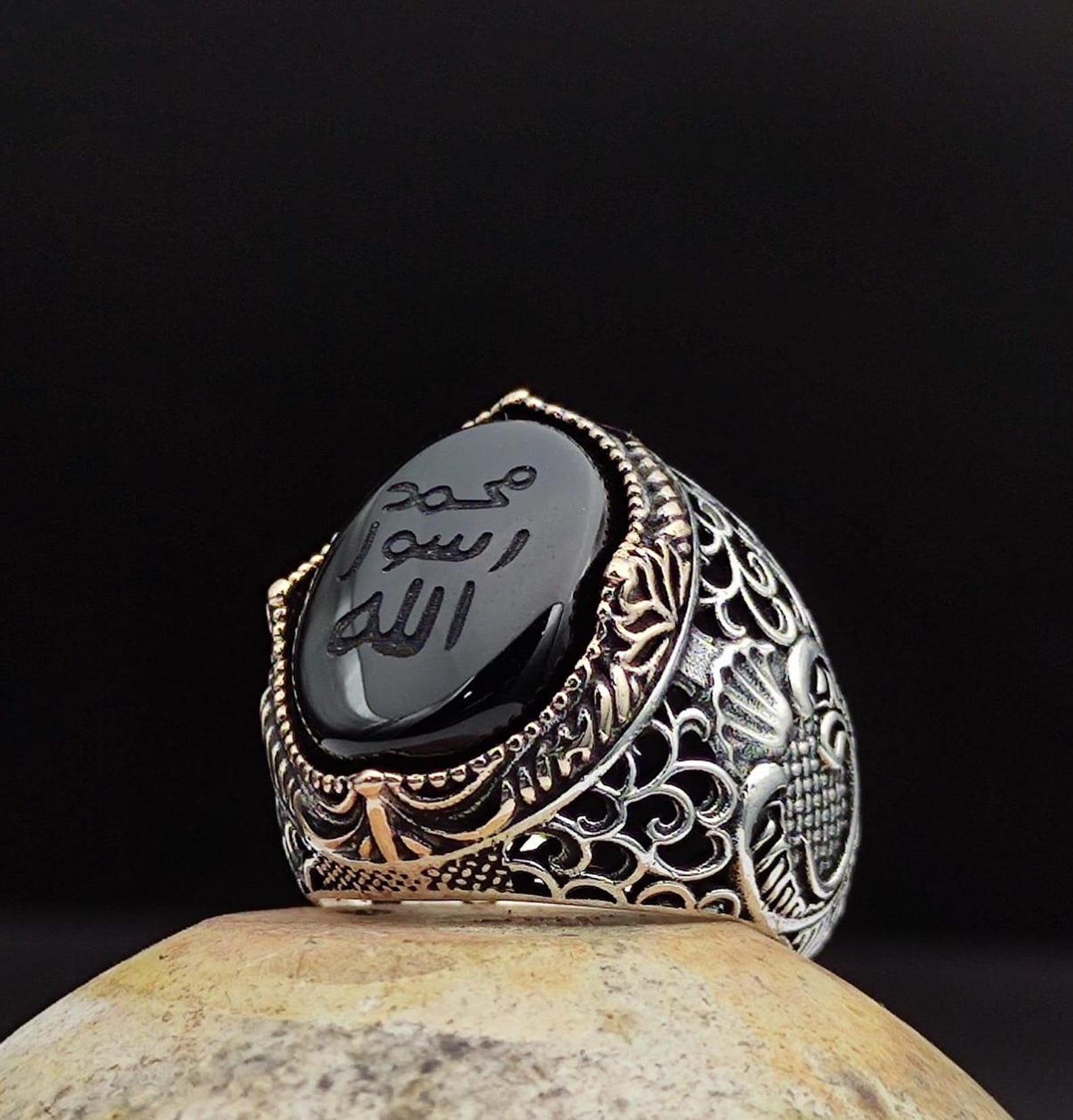 Seal of Prophet Muhammad Ring, 925 Sterling Silver, Handmade Turkish ...