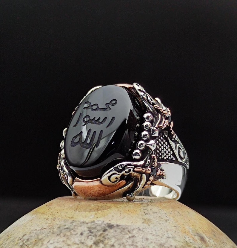 Seal of Prophet Muhammad Ring, 925 Sterling Silver, Handmade Turkish ...