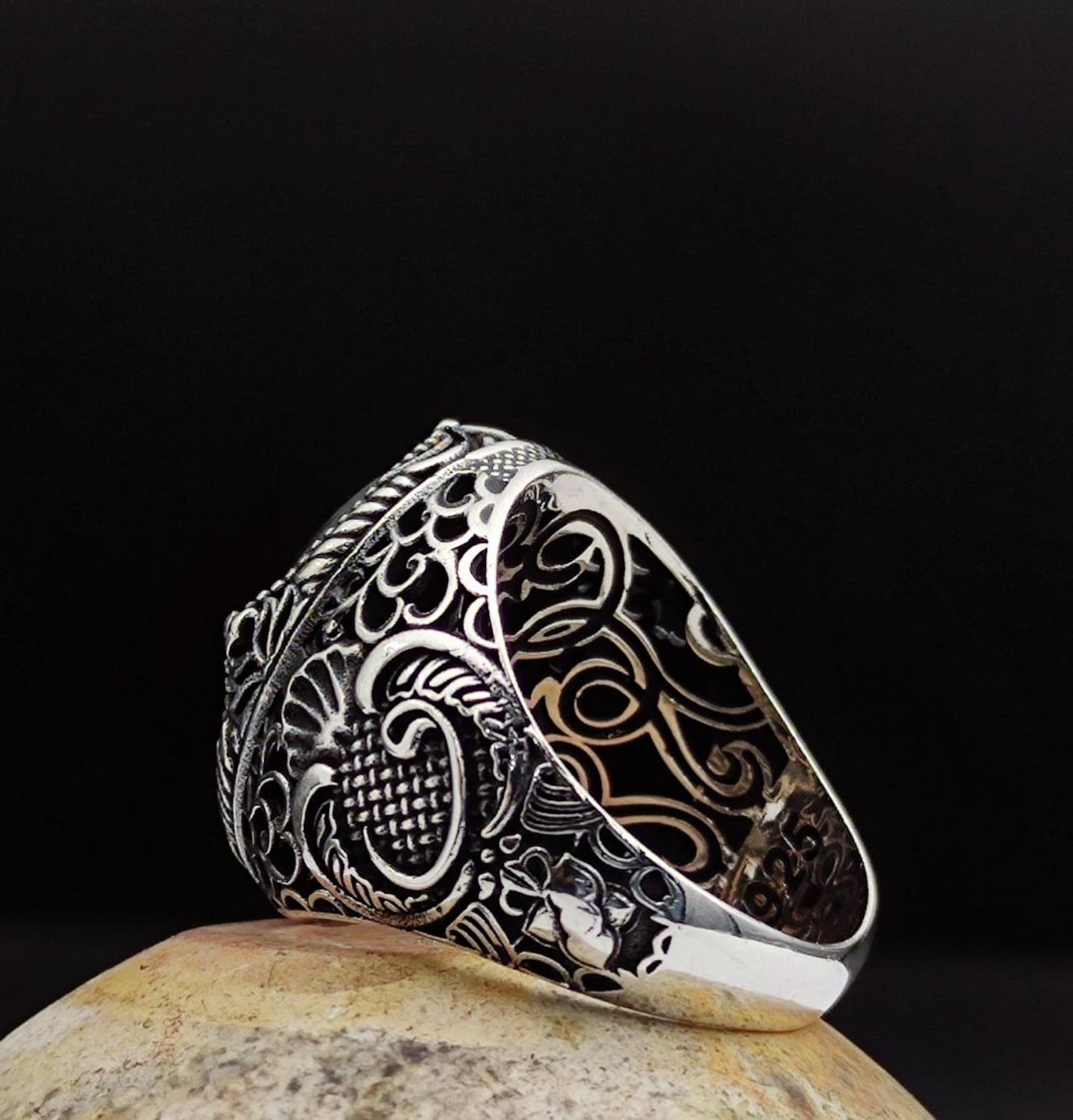 Seal of Prophet Muhammad Ring, 925 Sterling Silver, Handmade Turkish ...