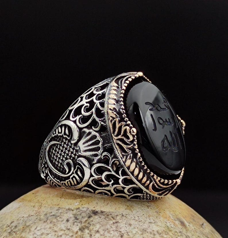Seal of Prophet Muhammad Ring, 925 Sterling Silver, Handmade Turkish ...