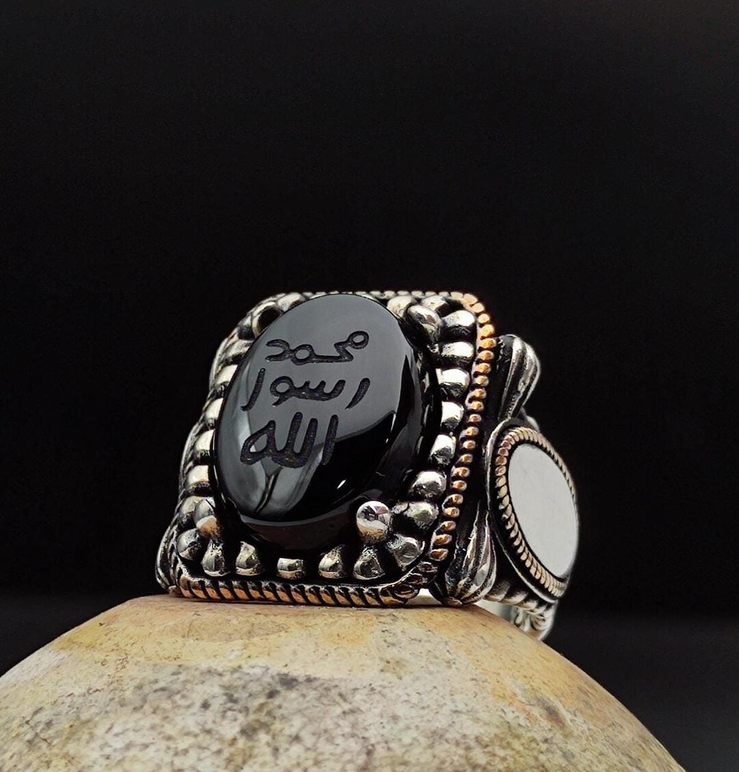 Seal of Prophet Muhammad Ring, 925 Sterling Silver, Handmade Turkish ...