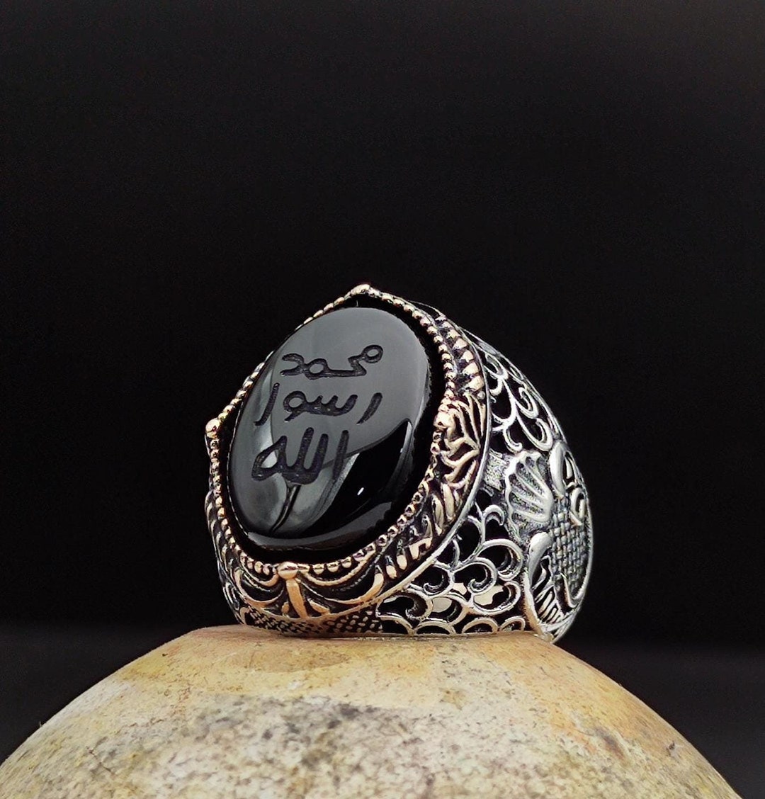 Seal of Prophet Muhammad Ring, 925 Sterling Silver, Handmade Turkish ...