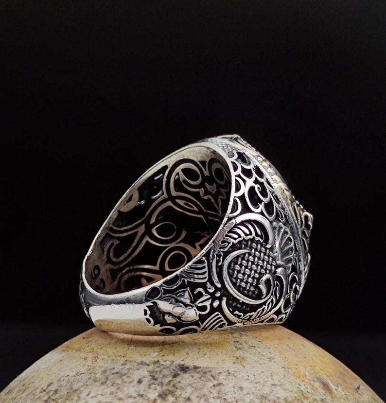 Seal of Prophet Muhammad Ring, 925 Sterling Silver, Handmade Turkish ...
