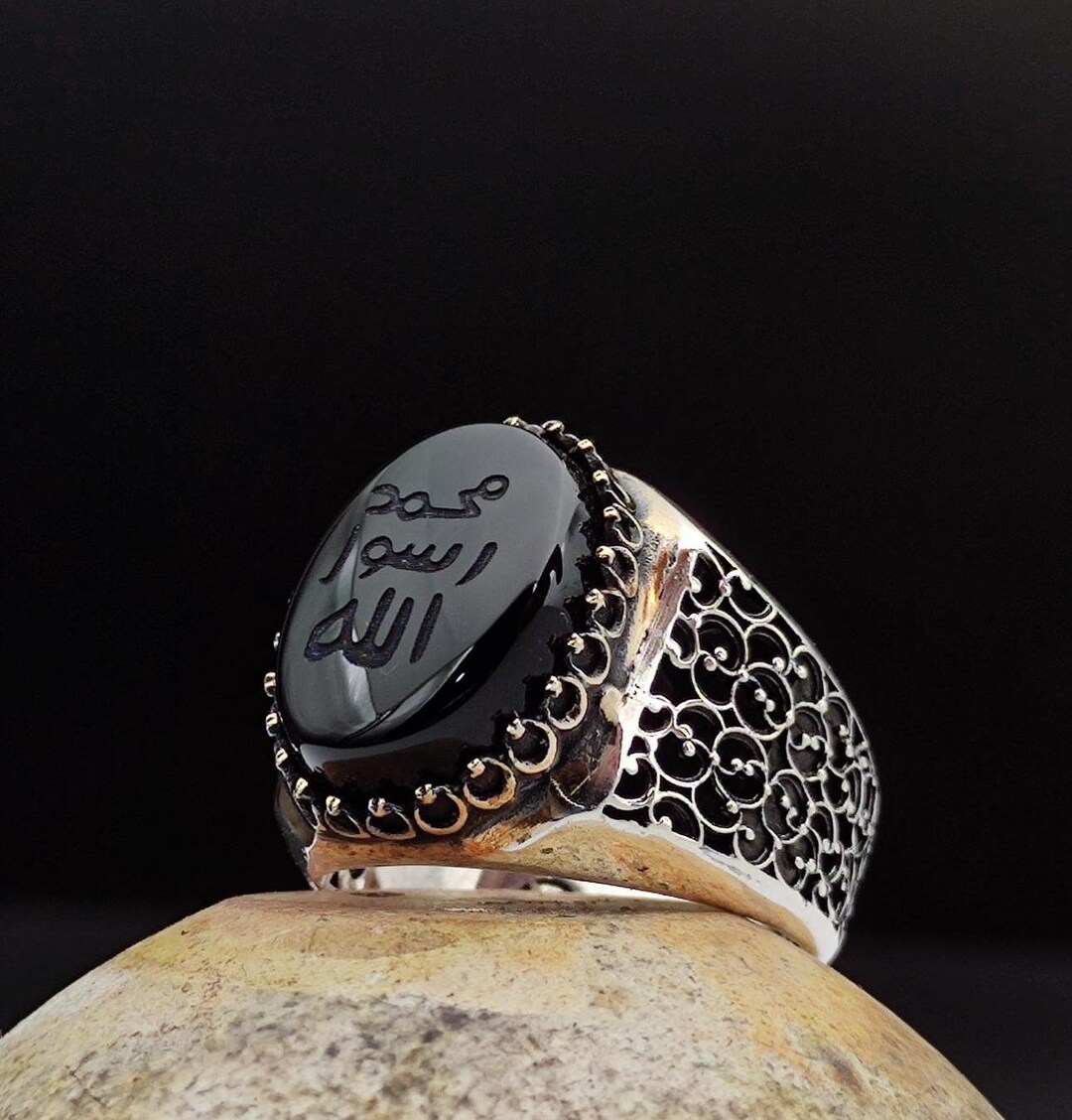 Seal of Prophet Muhammad Ring, 925 Sterling Silver, Handmade Turkish ...