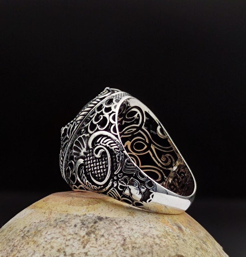 Seal of Prophet Muhammad Ring, 925 Sterling Silver, Handmade Turkish ...