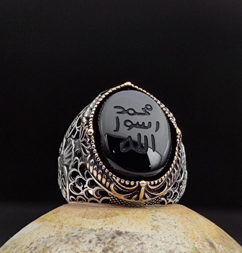 Seal of Prophet Muhammad Ring, 925 Sterling Silver, Handmade Turkish ...
