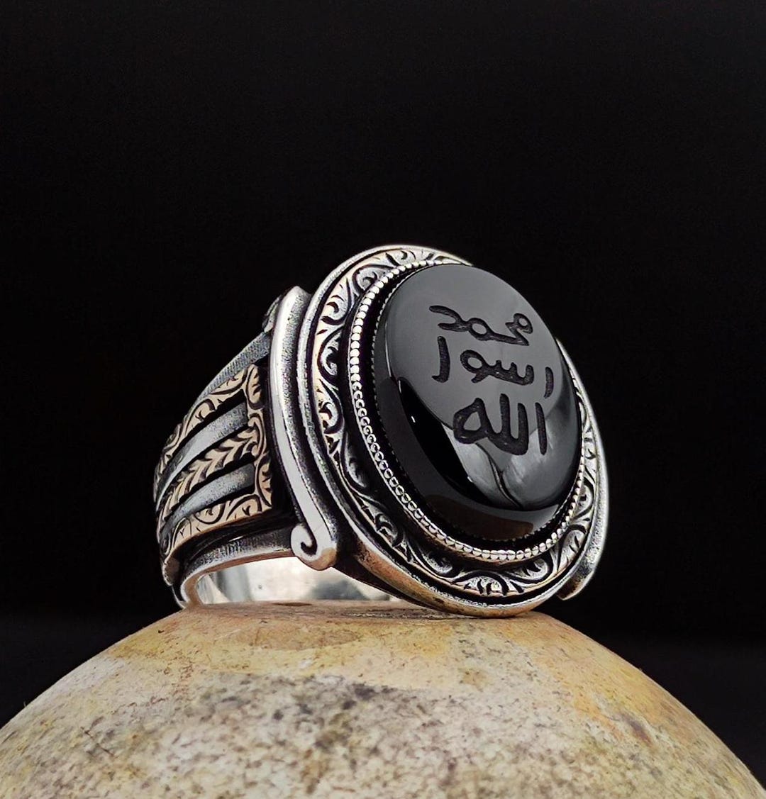 Seal of Prophet Muhammad Ring, 925 Sterling Silver, Handmade Turkish ...