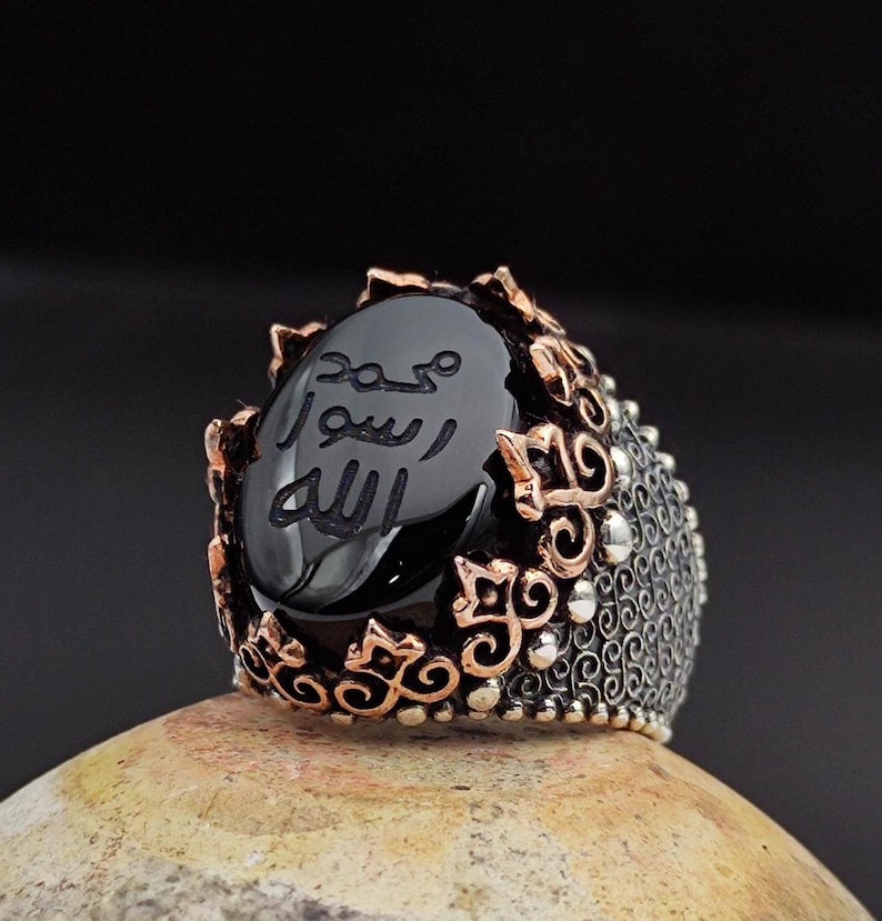 Seal of Prophet Muhammad Ring, 925 Sterling Silver, Handmade Turkish ...