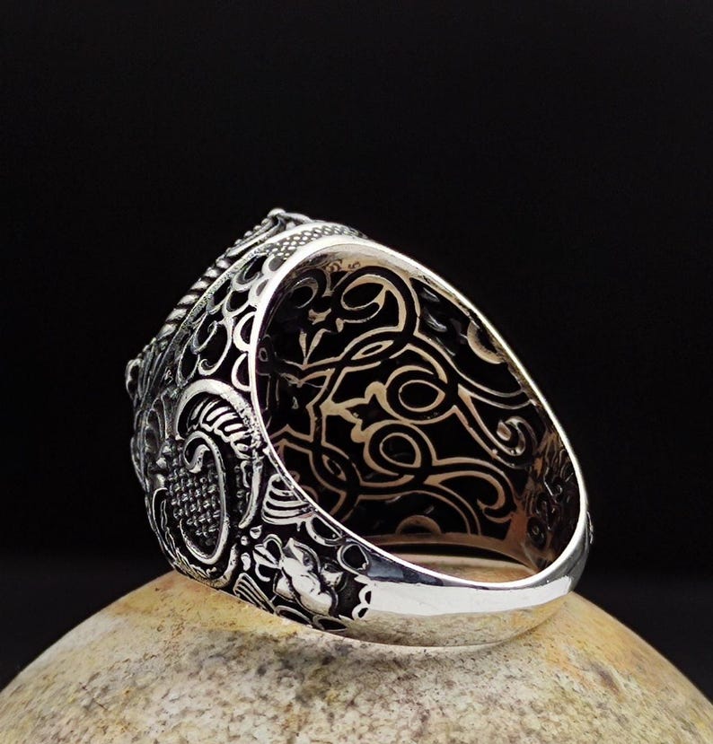 Seal of Prophet Muhammad Ring, 925 Sterling Silver, Handmade Turkish ...