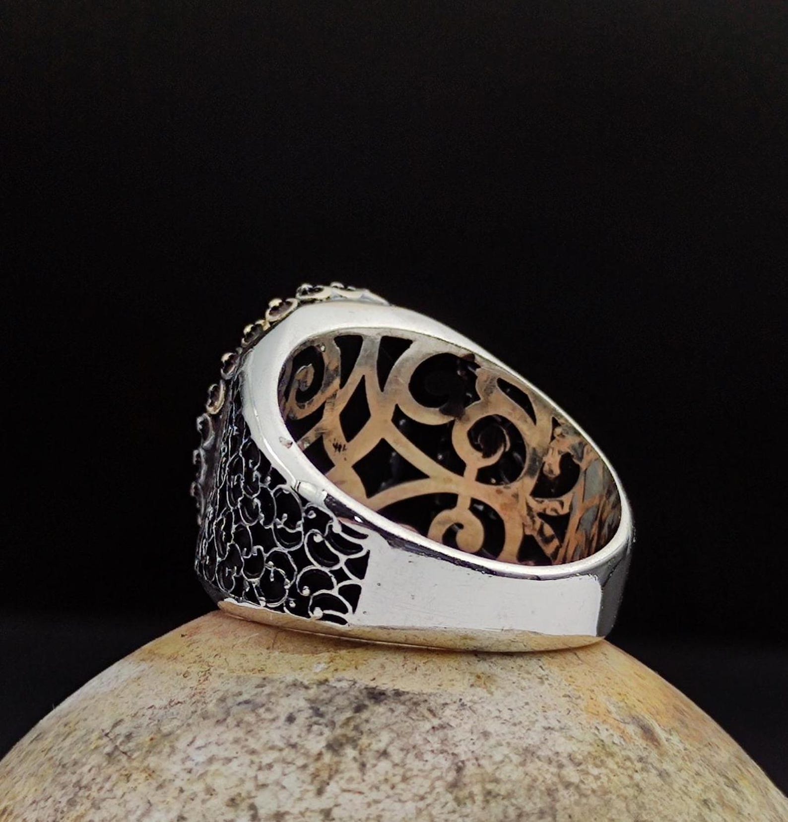 Seal of Prophet Muhammad Ring, 925 Sterling Silver, Handmade Turkish ...