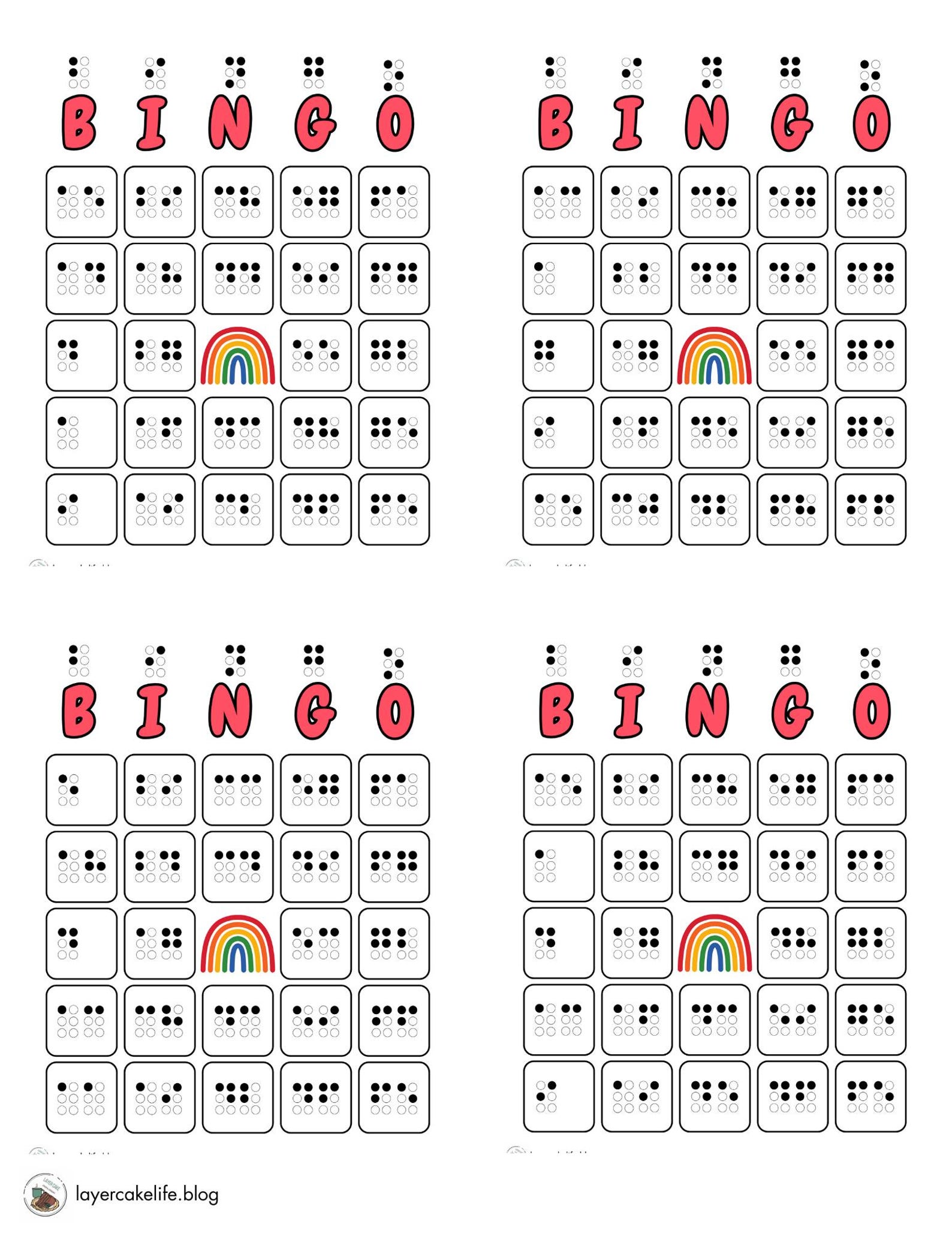 Classroom Bingo Cards: Braille for Sighted Learners, TVI, Low Vision ...