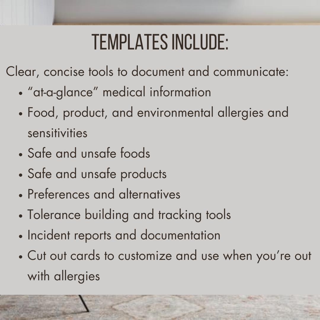 Allergy Binder Printable Planner Food Allergy Tracker for Parents for ...