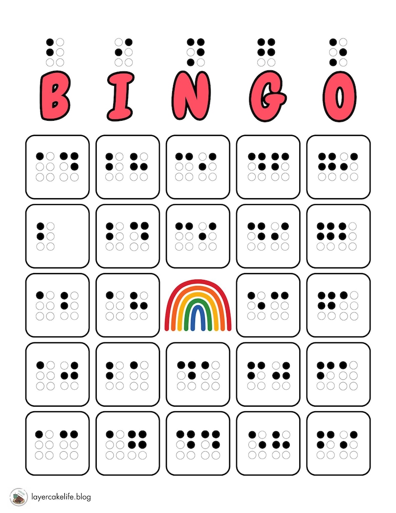 Classroom Bingo Cards: Braille for Sighted Learners, TVI, Low Vision ...