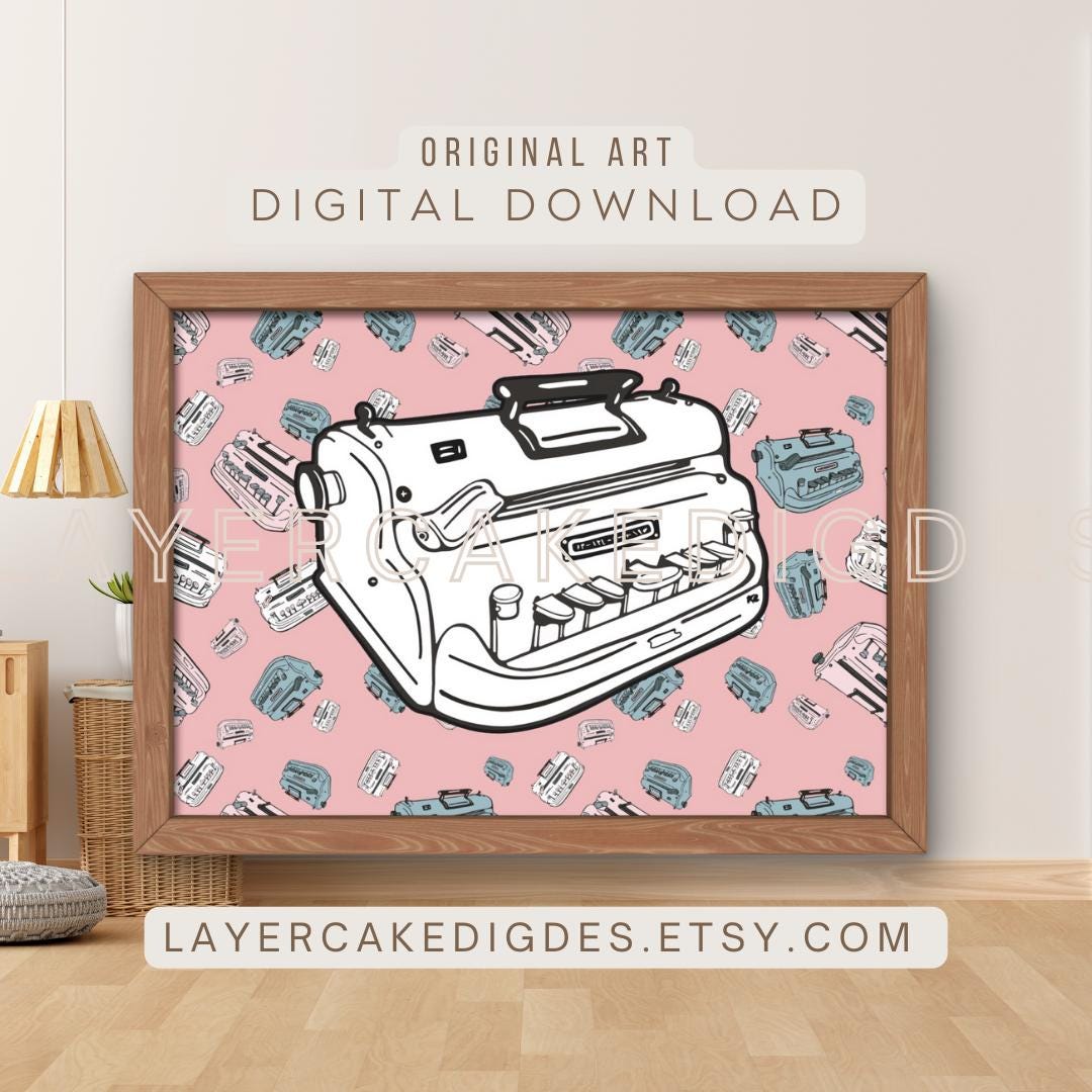Braille Typewriter Art Print, Vintage Brailler Illustration (digital ...