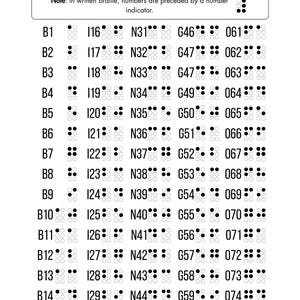 Classroom Bingo Cards: Braille for Sighted Learners, TVI, Low Vision ...