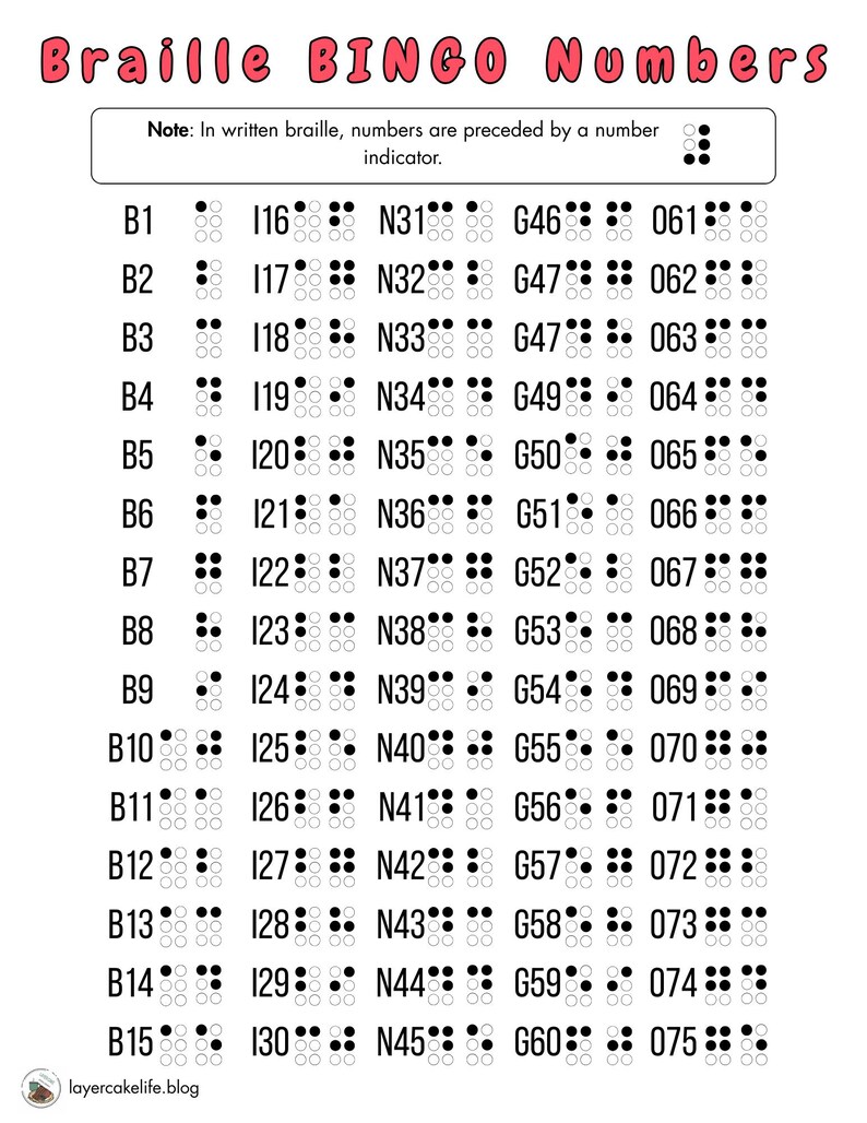 Classroom Bingo Cards: Braille for Sighted Learners, TVI, Low Vision ...