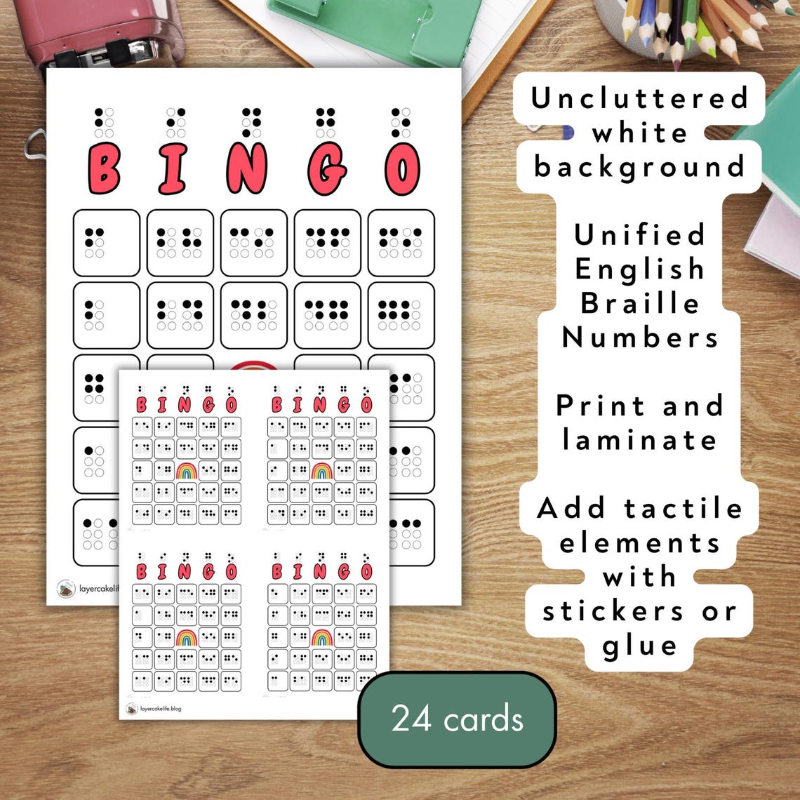 Classroom Bingo Cards: Braille for Sighted Learners, TVI, Low Vision ...