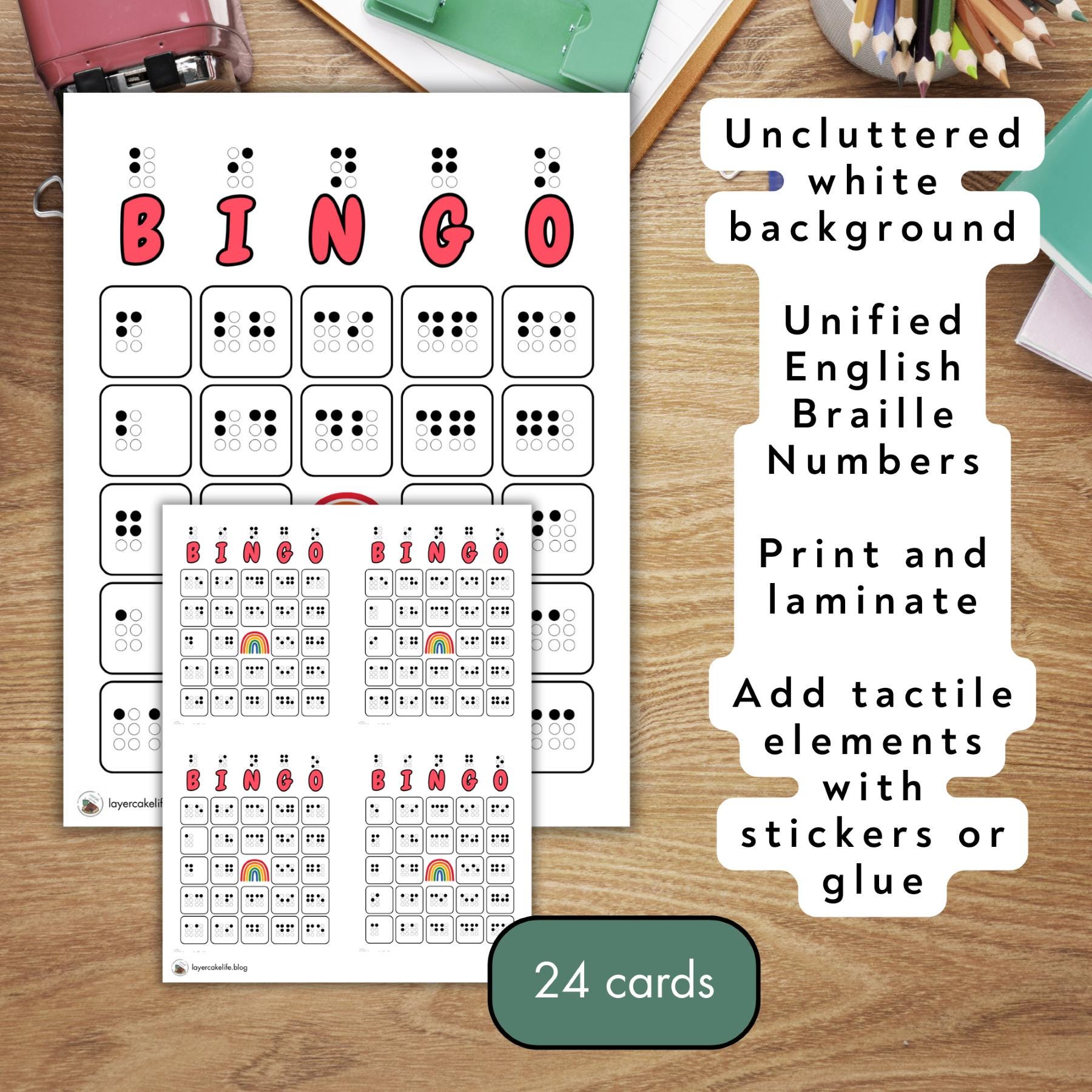 Classroom Bingo Cards: Braille for Sighted Learners, TVI, Low Vision ...
