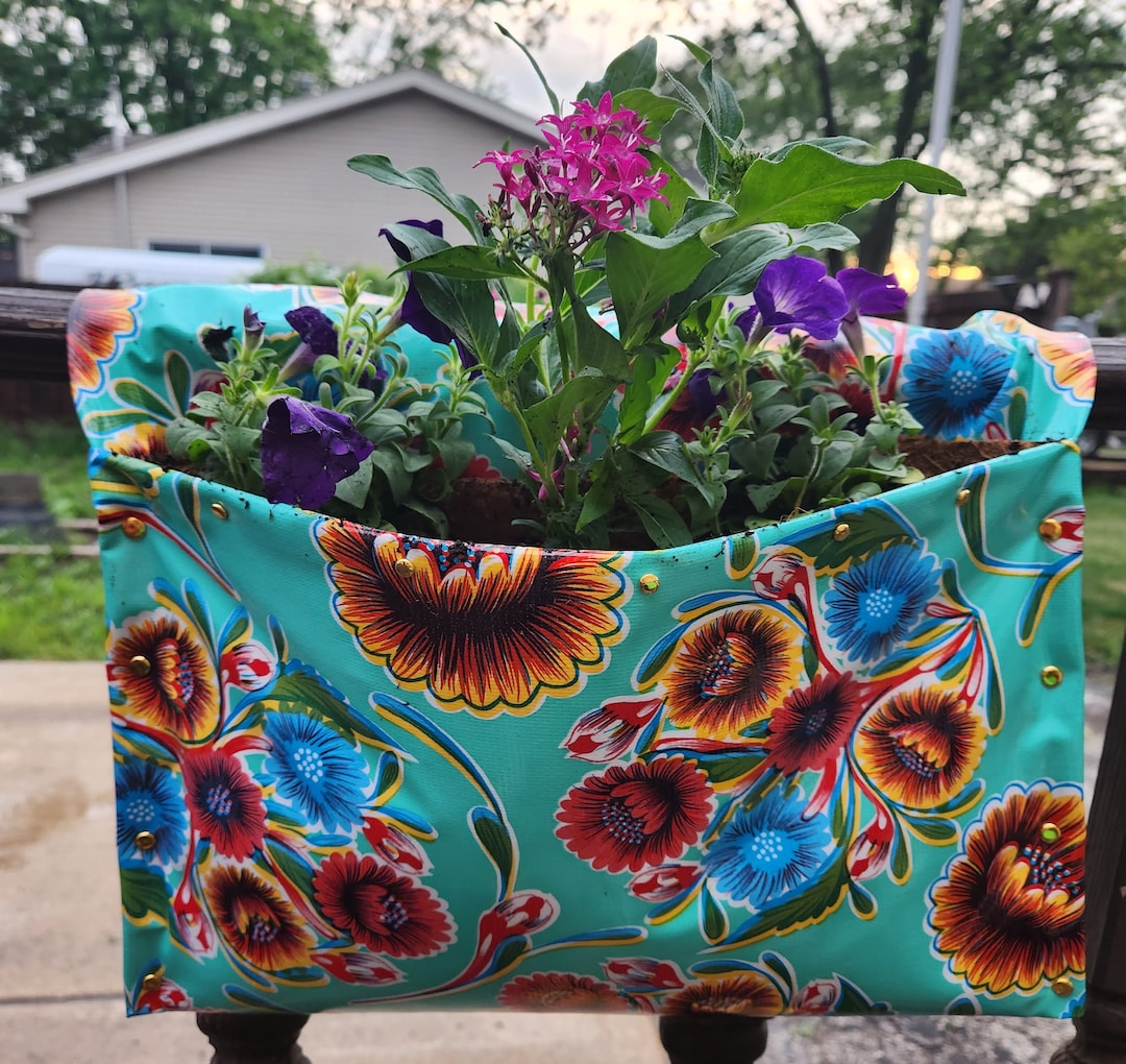 Aqua Spring Bloom Saddlebag Railing Planter - Etsy
