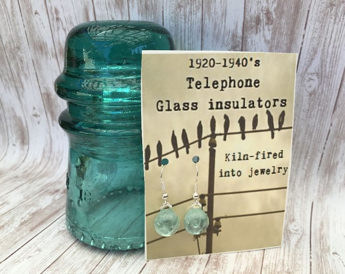 1920-1940's Antique Vintage Glass Telephone Insulator Earrings Sterling ...