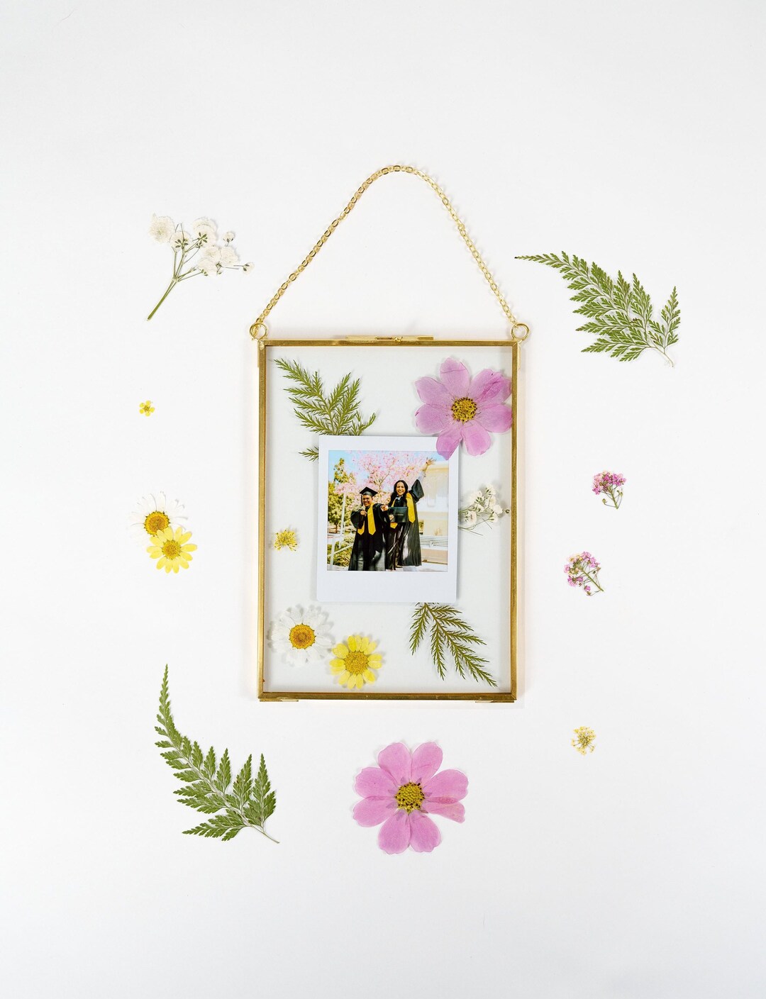 Custom Polaroid Frame Pressed Flowers Custom Gifts Anniversary Birthday ...