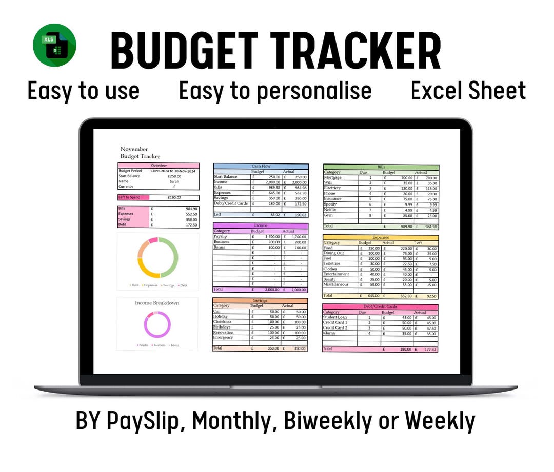 Budget Tracker Excel Sheet Monthly Budget Planner Template Finance