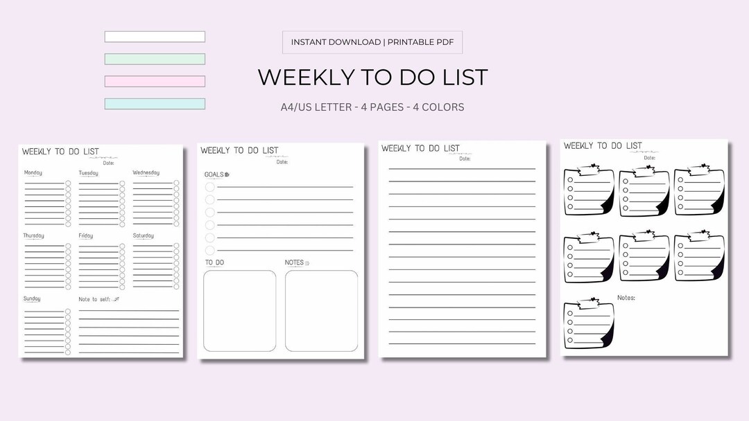 Weekly Task List Template | Weekly To-do List Template | Weekly Planner ...