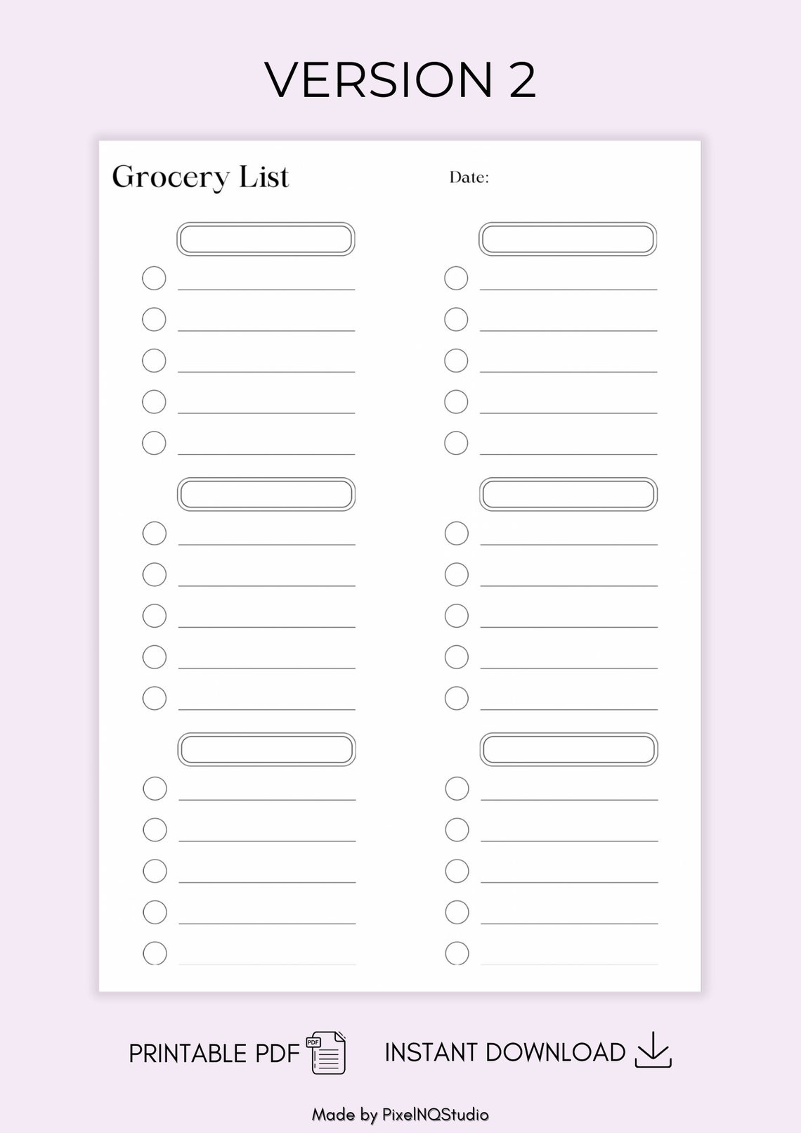 Grocery List Template Food Shopping List Grocery Planner Food Prep A4 ...
