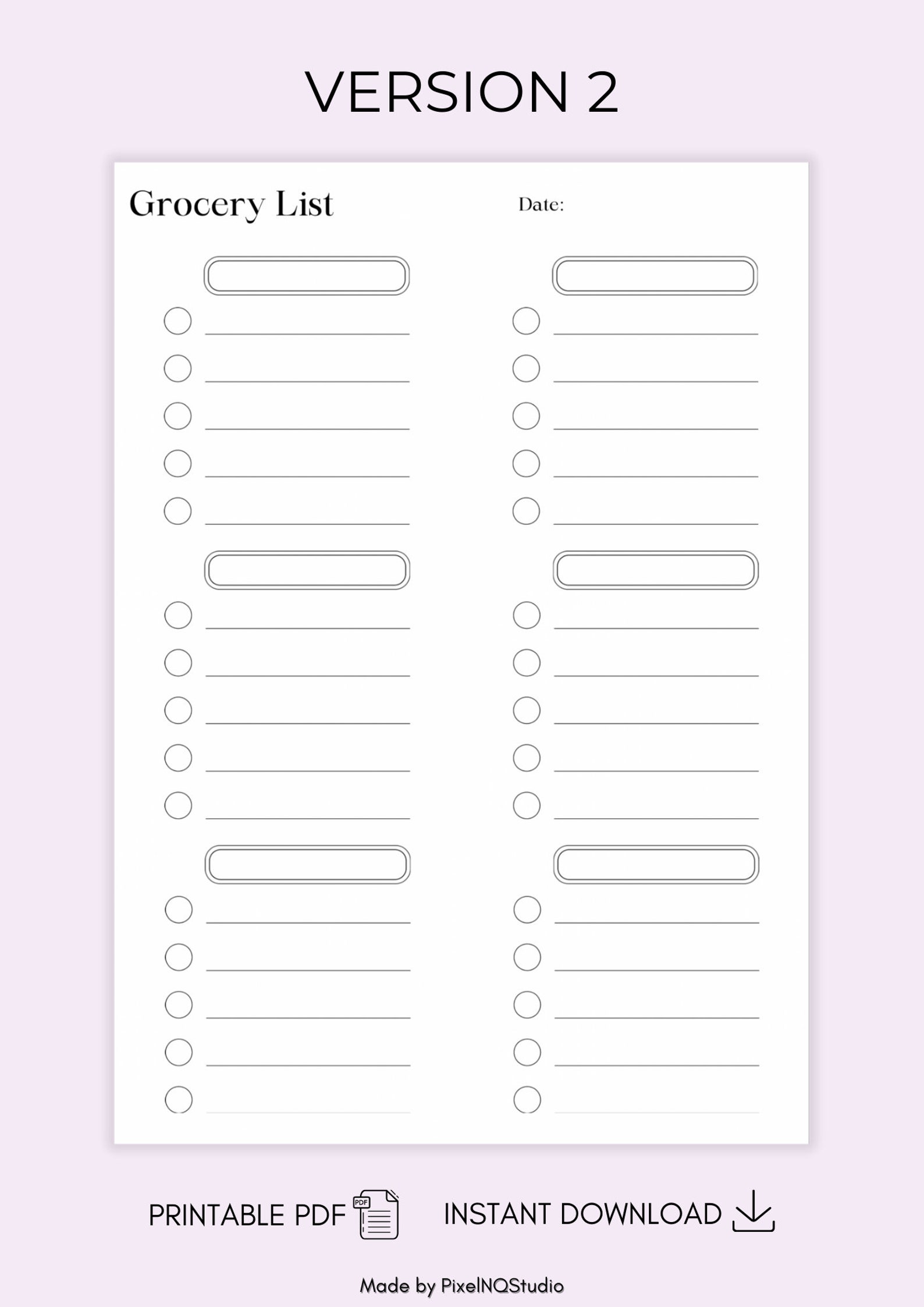 Grocery List Template Food Shopping List Grocery Planner Food Prep A4 ...