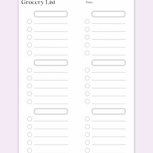 Grocery List Template Food Shopping List Grocery Planner Food Prep A4 ...