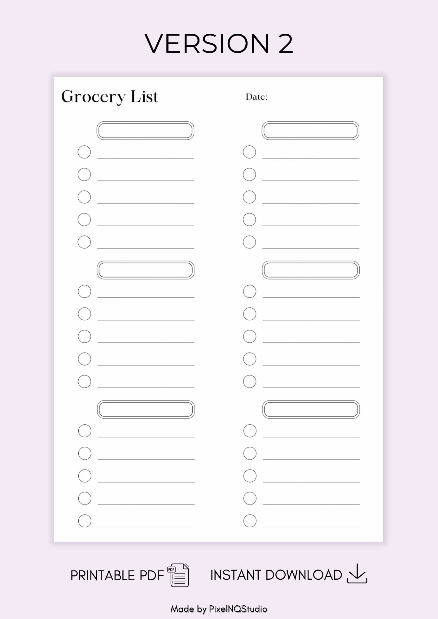 Grocery List Template Food Shopping List Grocery Planner Food Prep A4 ...