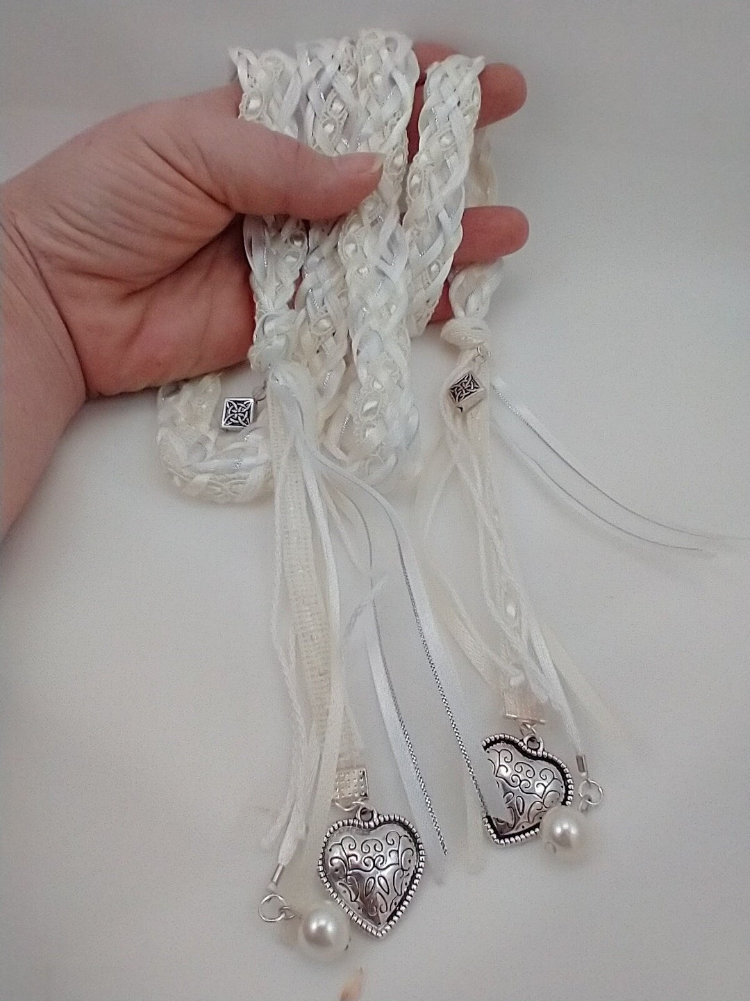 Wedding Handfasting Cord White Ivory Loops and Tulle With Silver ...