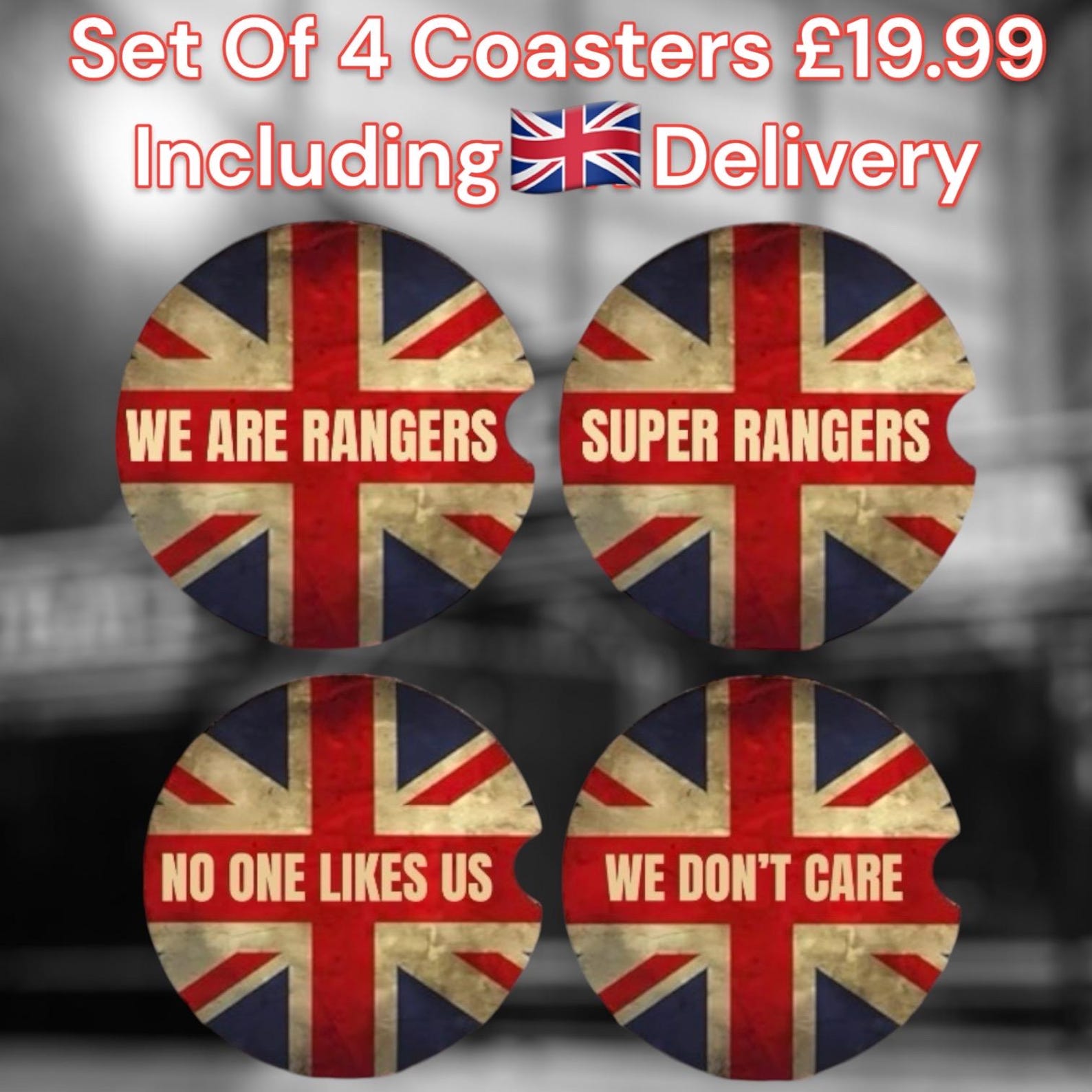 Gers Fans Gifts / Car Coasters / Vehicle Coasters / Glasgow / Rangers ...