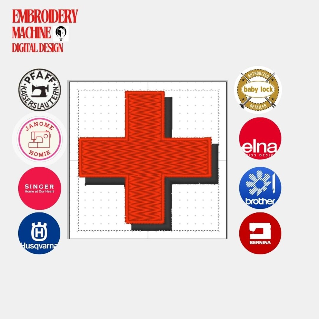 Red Cross Embroidery Machine Pattern Available in 11 Different Formats ...