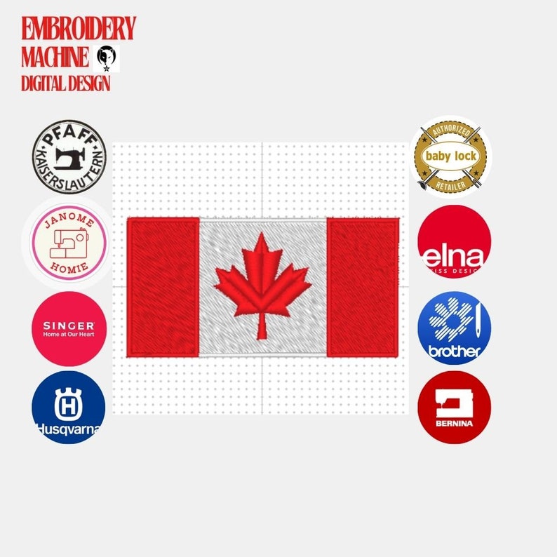 Flag of Canada Embroidery Designs, Machine Embroidery Design, Instant ...