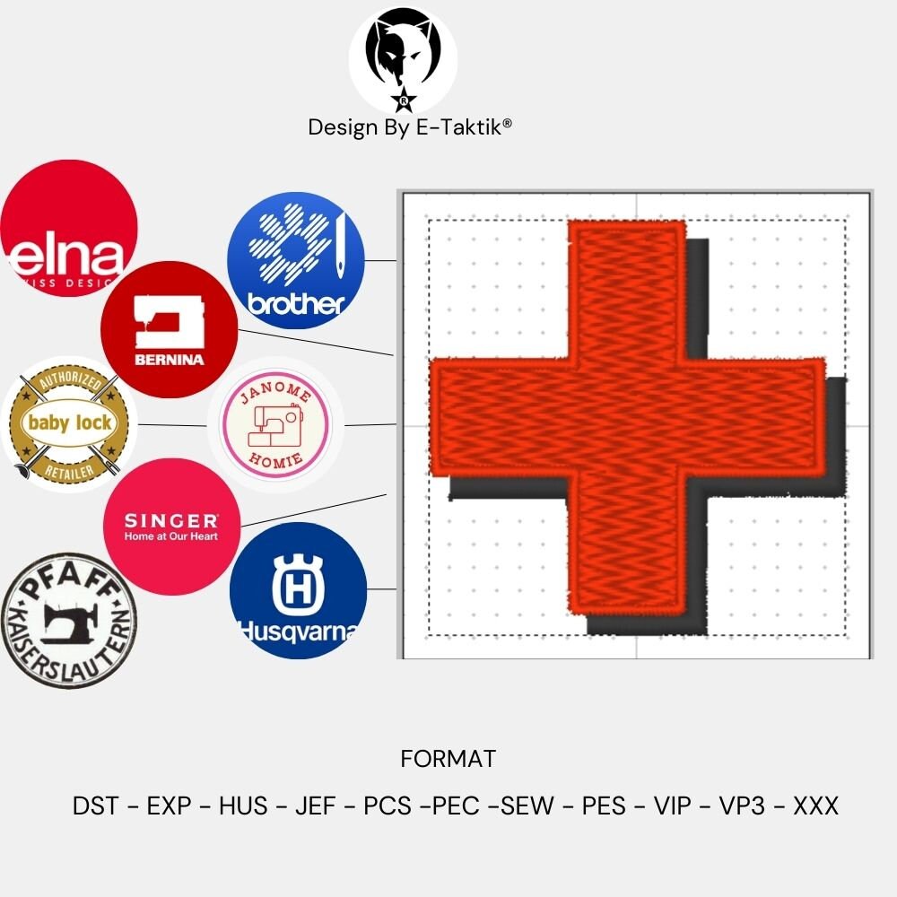 Red Cross Embroidery Machine Pattern Available in 11 Different Formats ...
