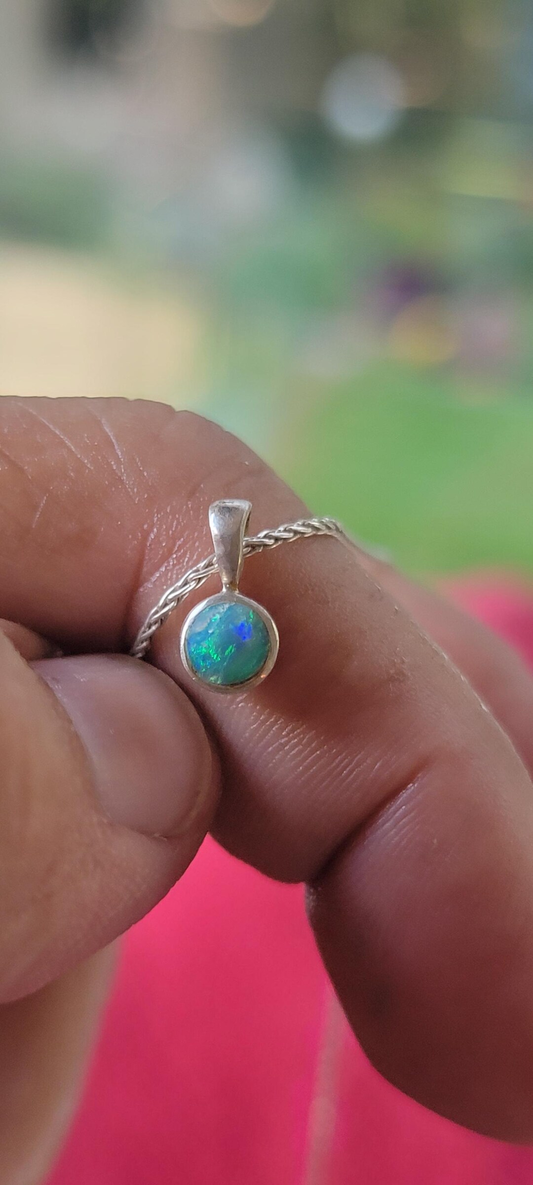 Petite Genuine Australian Opal Colorful Sparkle Opal in Sterling Silver ...