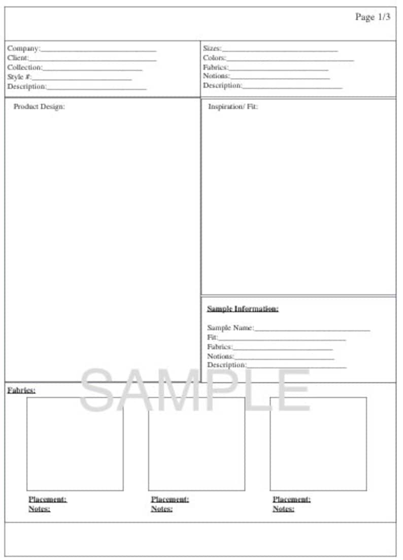 Technical Specification Template: Clothing, Garment, Line Sheet, Womens ...