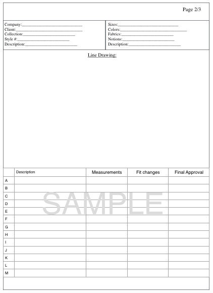 Technical Specification Template: Clothing, Garment, Line Sheet, Womens ...