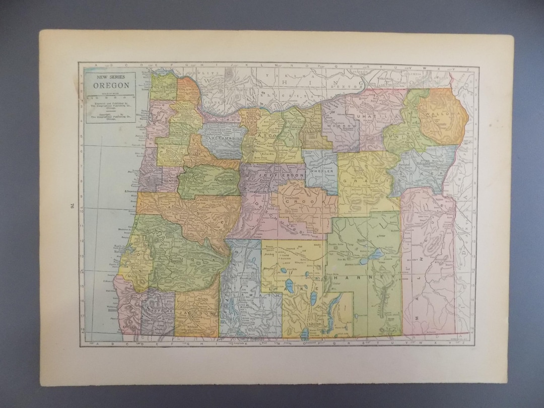 FREE SHIPPING!!!! Map, United States, Oregon, Geographical Map Company ...