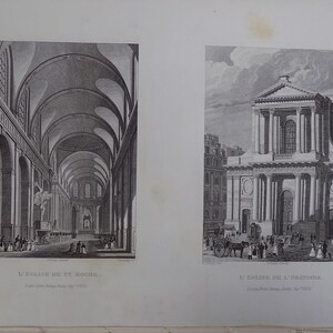 Paris, France, Antique Engraving, Architecture Paris and It's Environs ...