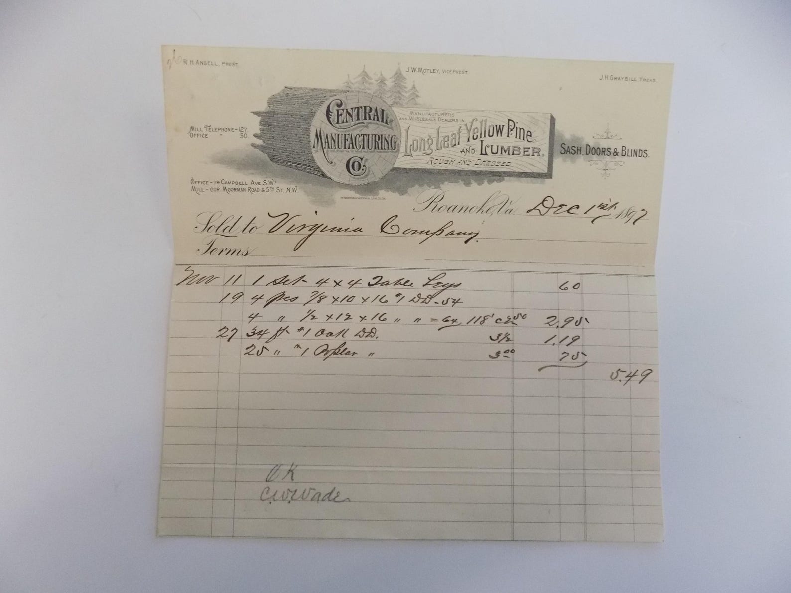 FREE SHIPPING!!! Billhead, Receipt, Invoices, Ephemera, Manufacturing ...