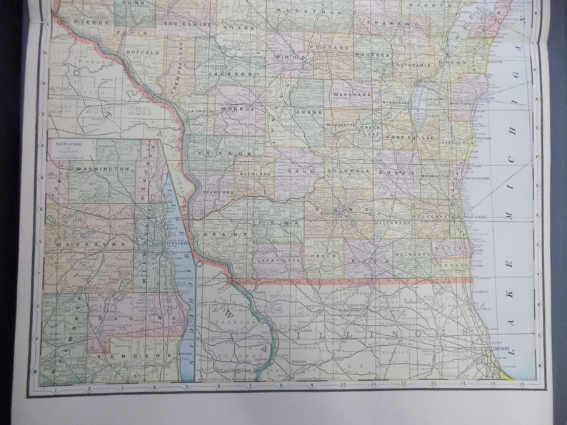 Maps, Wisconsin, George Cram, 1920s - Etsy
