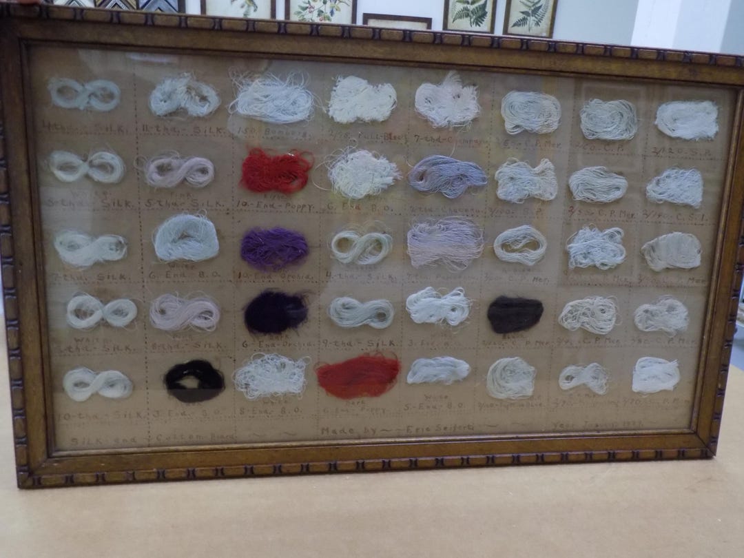 FREE SHIPPING !!! Sample Board, Thread, Silk, Cotton, Framed, Display ...
