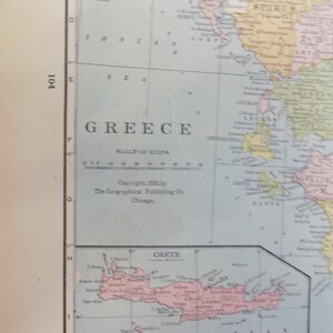 Map, Antique, Greece, Geographical Map Company - Etsy