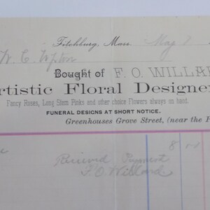 FREE SHIPPING!!!! Billhead, Receipt, Invoices, Ephemera, Floral ...