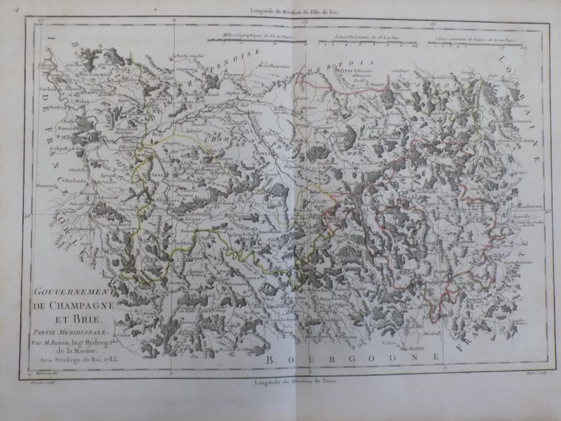 Maps, France, French, Antique, Gouvernment De Champagne Et Brie ...