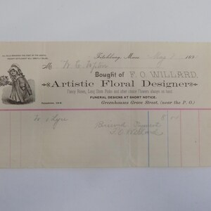 FREE SHIPPING!!!! Billhead, Receipt, Invoices, Ephemera, Floral ...