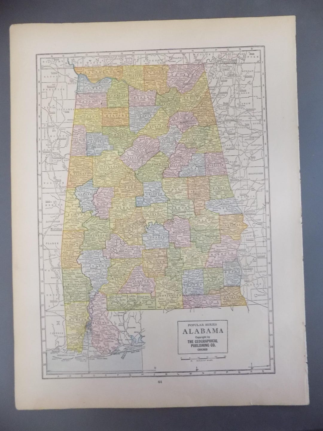 FREE SHIPPING!!!! Map, United States, Alabama, Geographical Map Company ...